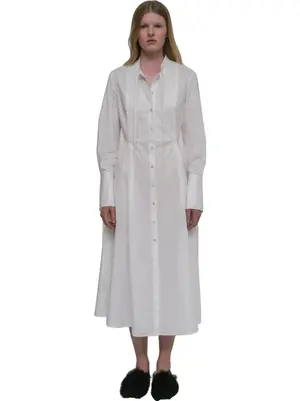 Rosetta Getty Bib Tie Shirt Dress - White