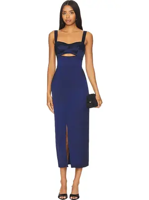NICHOLAS Gia Corset Midi Dress - Navy