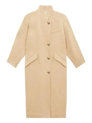 MARANT ETOILE Lewina Long Wool Blend Coat - Ecru