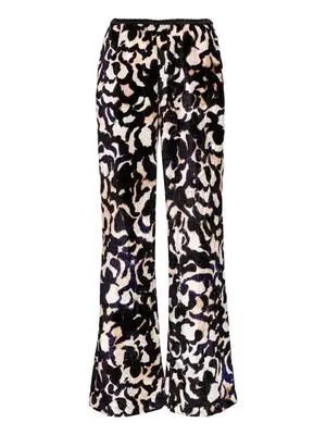 FORTE_FORTE Abstract-print Velvet Trousers - Blue