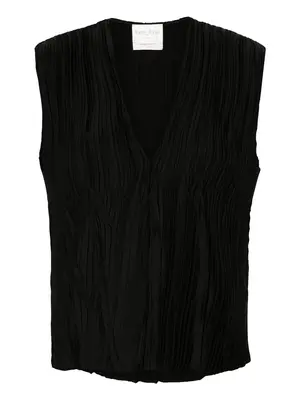 FORTE_FORTE Sleeveless Pleated Blouse - Black