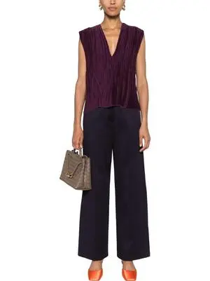 FORTE_FORTE Sleeveless Pleated Blouse - Purple