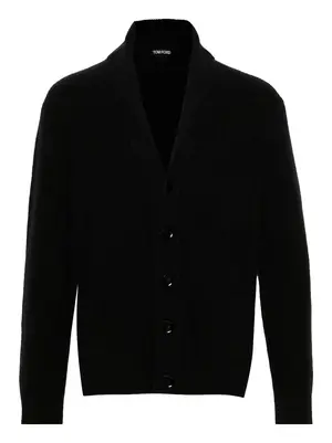 TOM FORD Shawl-collar Ribbed Knit Cardigan - Black