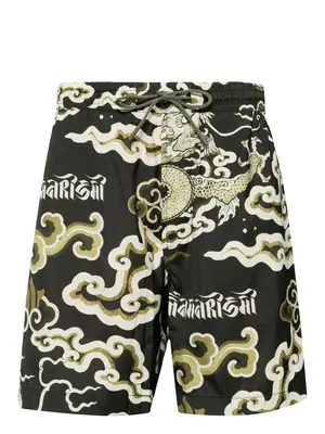 MAHARISHI Cloud Dragon-print Swim Shorts - Green