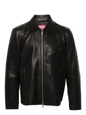 DIESEL L-korn Leather Jacket - Black