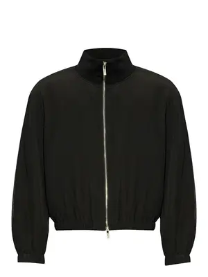 Helmut Lang Layered Silk Bomber Jacket - Black