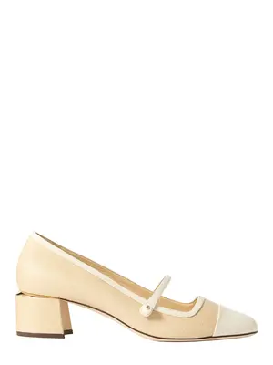 JIMMY CHOO Elisa 45 Raffia Mary Jane Pumps - Off-white