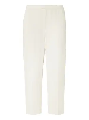 Theory Treeca Cropped Plissé-crepe Straight-leg Trousers - Off-white