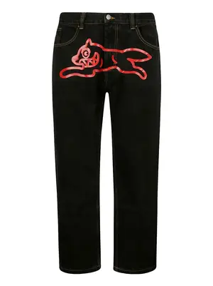 ICECREAM Running Dog-print Jeans - Black
