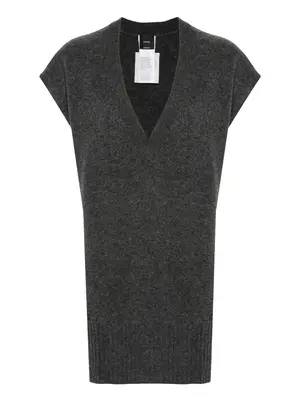 Pinko V-neck Fine-knit Gilet - Grey