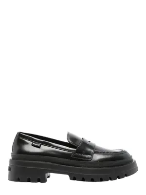 Moschino Penny Slot Leather Loafers - Black