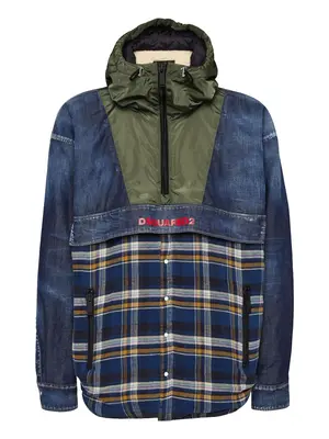 Dsquared2 Checked Panelled Denim Shirt - Blue
