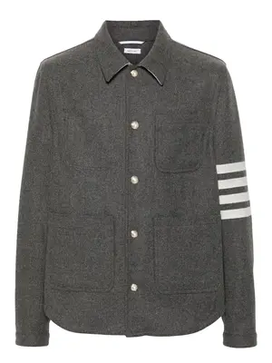 Thom Browne 4-bar Felted Shirt Jacket - Grey