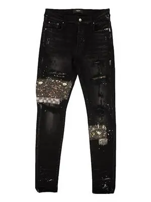 Amiri Artpatch Checker Skinny Jeans - Black
