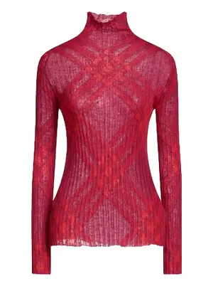 Burberry Mohair Wool Blend Turtleneck With Geometric Print - Red