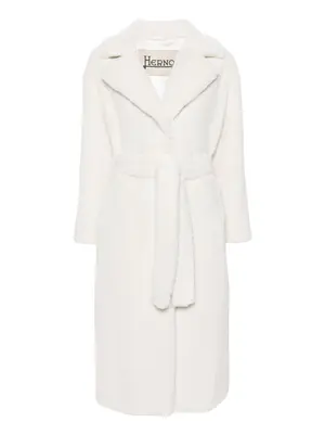 Herno Belted Faux-fur Mid-length Coat - White