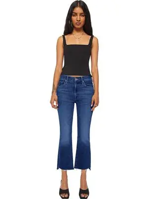 MOTHER Petites The Lil Insider Crop Step Fray Off Limits Jeans - Blue