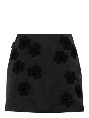 Moncler Floral-appliqué A-line Miniskirt - Black
