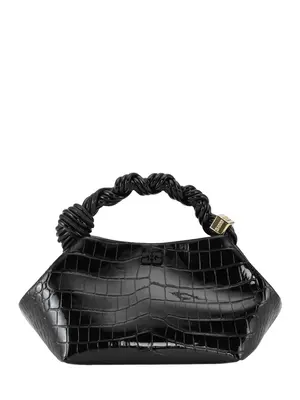 GANNI Small Crocodile-effect Cross Body Bag - Black