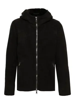 GIORGIO BRATO Hooded Leather Jacket - Black