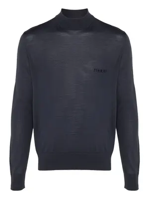 Marni Logo-embroidered Wool Jumper - Grey