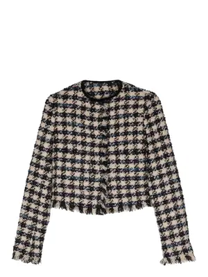 FORTE_FORTE Cropped Tweed Jacket - Blue