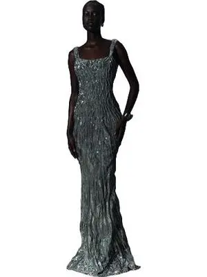 MARMAR HALIM Sequined Crinkled Silk Gown