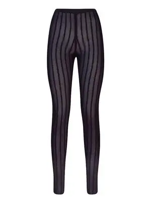 Attico Semi-sheer Knitted Rib Pants - Black