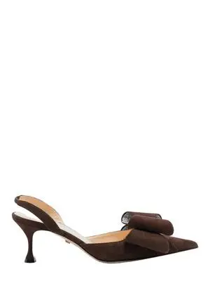 MACH&MACH Embellished Bow Slingback High Heels - Brown
