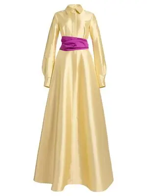 GRETA CONSTANTINE Xolani + Simon Belted Gown - Yellow