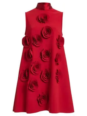 GRETA CONSTANTINE Floral Appliqué Mini Dress - Red