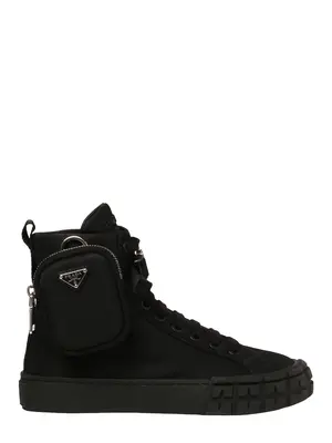 Prada Wheel Re-nylon High-top Sneakers - Black