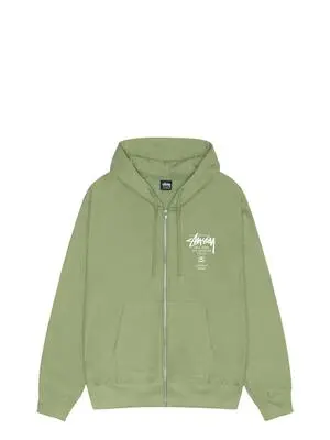 StÜssy World Tour Zip Up Hoodie - Green