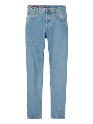 Gucci Tapered Denim Pant With Web - Blue
