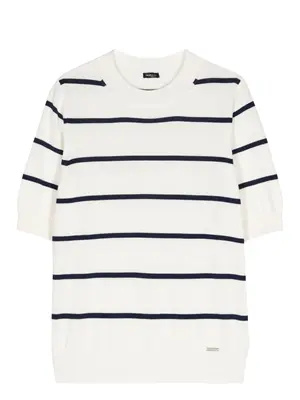 Kiton Striped Cotton T-shirt - White