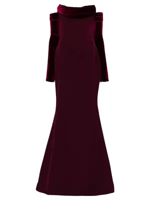 RHEA COSTA Raven Crepe Gown - Red
