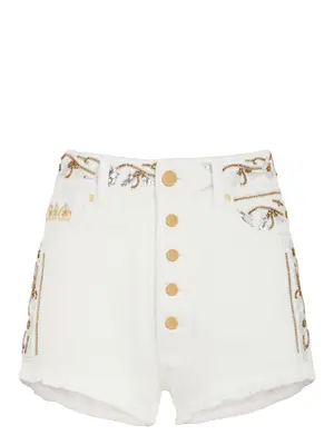 Rabanne Embroidered Denim Shorts - White