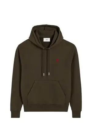 AMI Paris De Coeur-embroidered Hoodie - Green