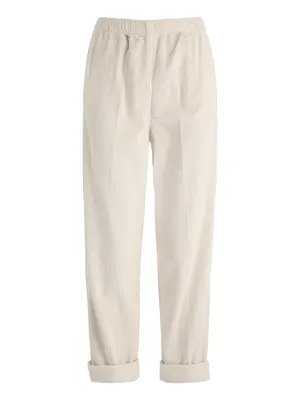 American Vintage Padow Cropped Corduroy Trousers - Ecru
