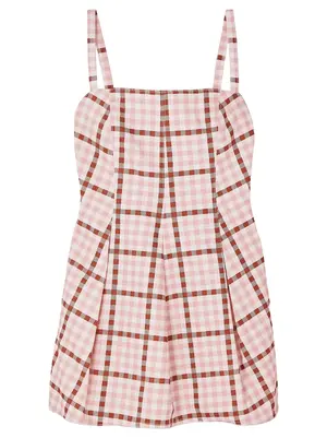 EMILIA WICKSTEAD Eris Gingham Denim Mini Dress - Baby Pink