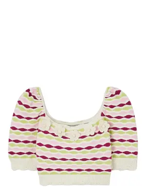 Alessandra Rich Cropped Cotton-blend Top - Baby Pink