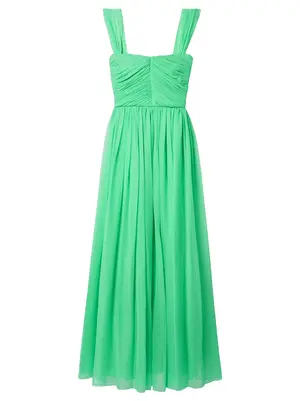 Adam Lippes Pleated Silk-chiffon Maxi Dress - Mint
