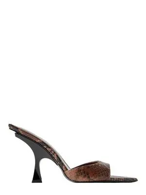 Attico Ester Snake-effect Leather Mules - Brown