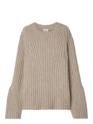 Khaite KHAITE Calvin Ribbed Cashmere Sweater Brown
