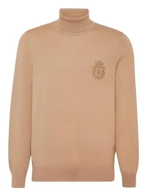 BILLIONAIRE Monogram-embroidered Knitted Turtleneck - Neutrals