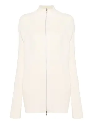 Y’s Zip-up Ribbed-knit Cardigan - White