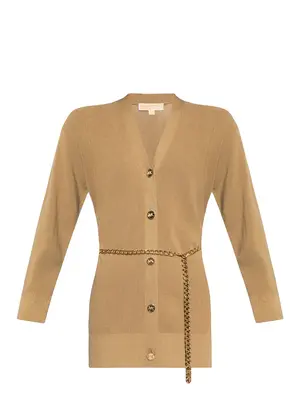 MICHAEL KORS MICHAEL Michael Kors Chain Belted Cardigan