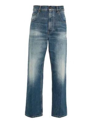 Victoria Beckham Logo-patch Straight Jeans - Blue