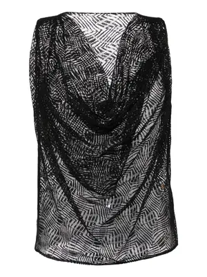 SAIID KOBEISY Lace Draped Top - Black