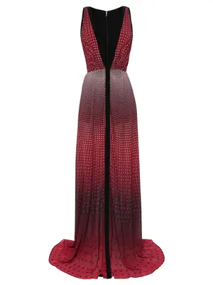 SAIID KOBEISY Polka Dot Gradient Effect Gown - Red